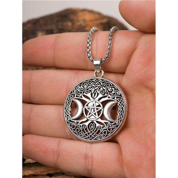 Jewelry | Wiccan Antique Tree Of Life Pentacle Pentagram Medallion ...